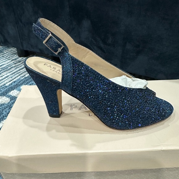 Benjamin Walk | Shoes | Benjamin Walk Blue Glitter Heels | Poshmark